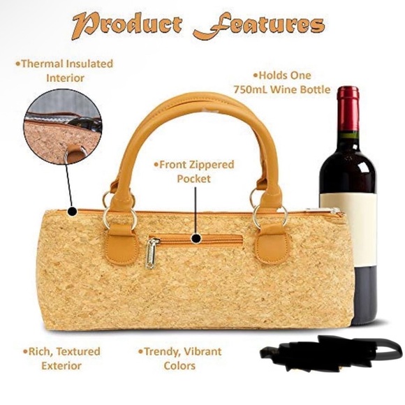 Primeware | Dining | Nwot Cork Wine Tote With Tan Handles | Poshmark